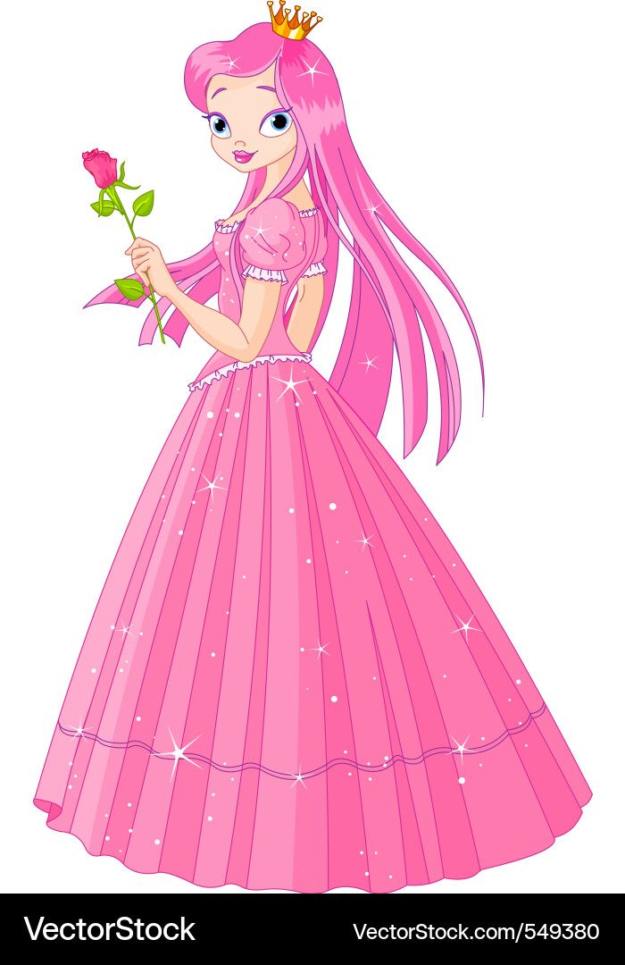 Beautiful pink princess with rose Royalty Free Vector Image