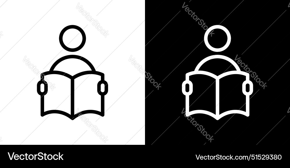 Book open reader icon set student study Royalty Free Vector