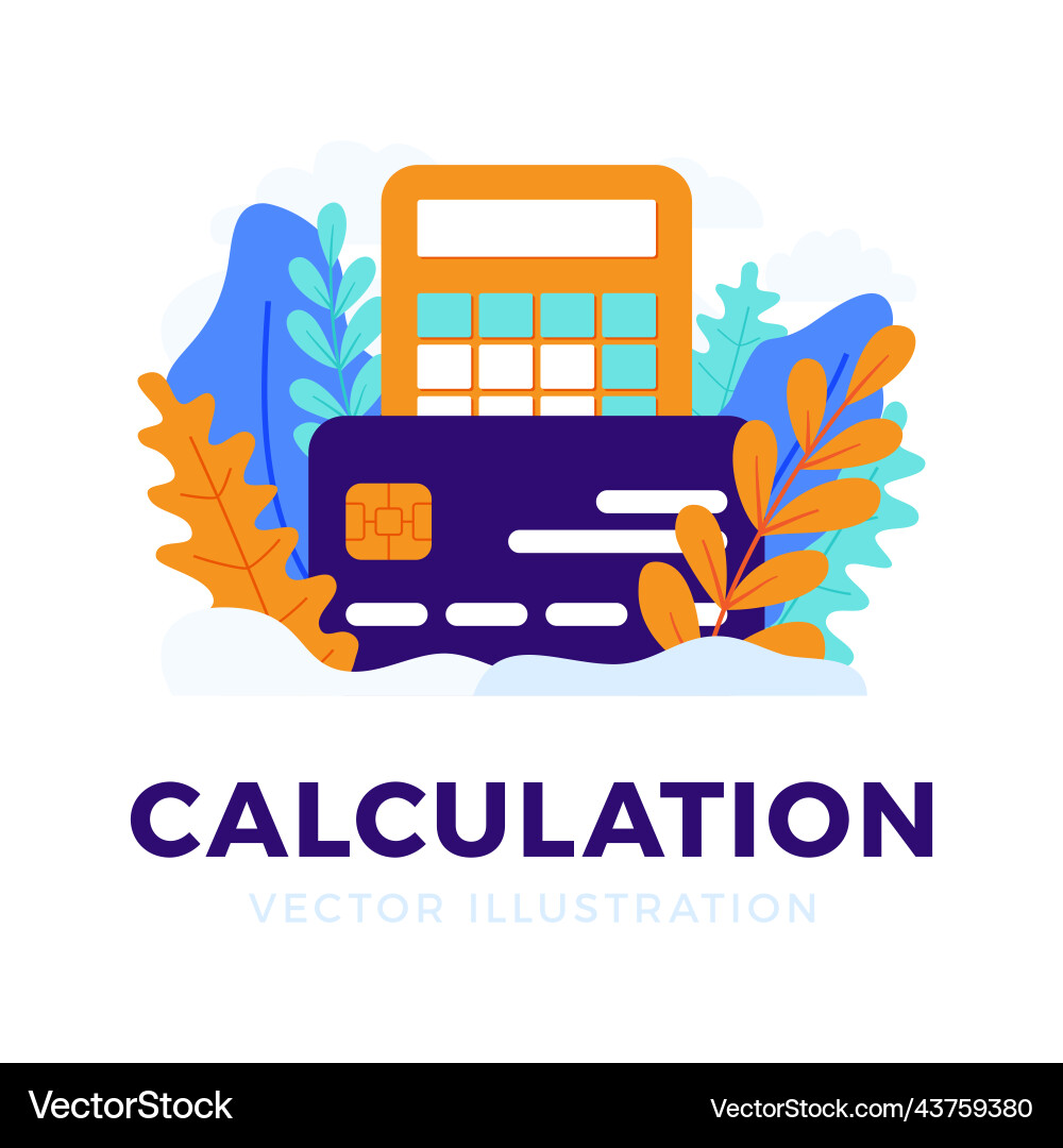Calculator and credit card stock isolated Vector Image