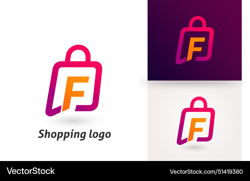 F letter shopping bag e commerce logo design – Royalty-Free Vector ...