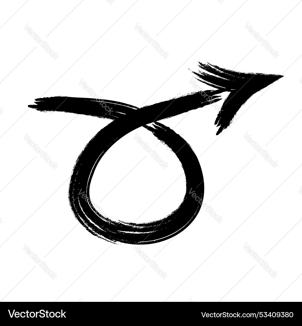 Hand drawn black grunge loop arrow bold brush Vector Image