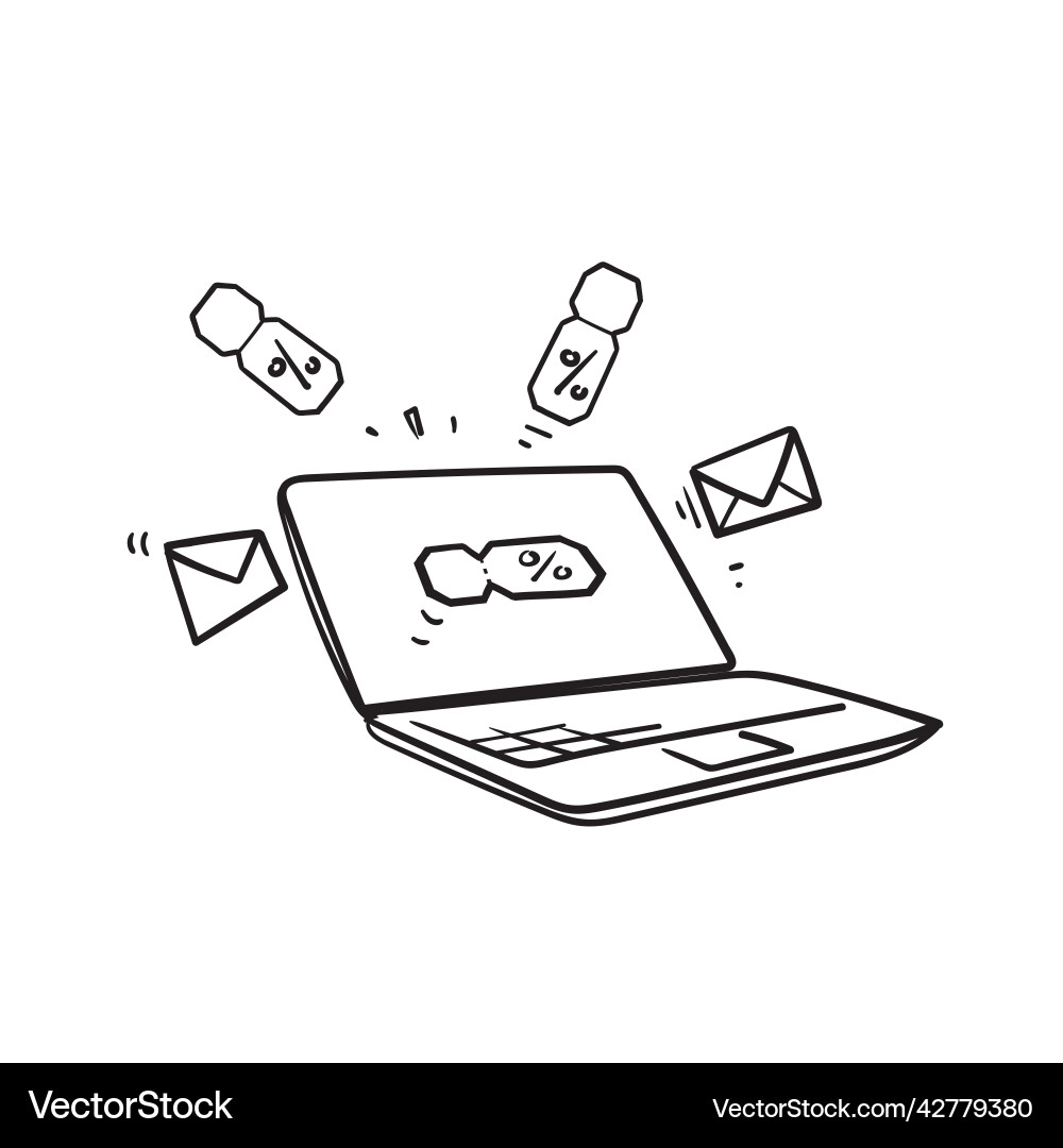 Hand drawn doodle digital screen with coupon Vector Image