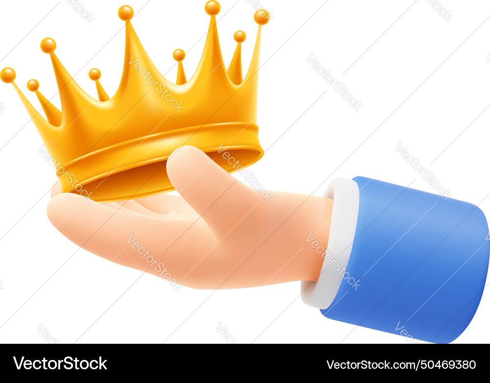 Hand holds golden crown Royalty Free Vector Image