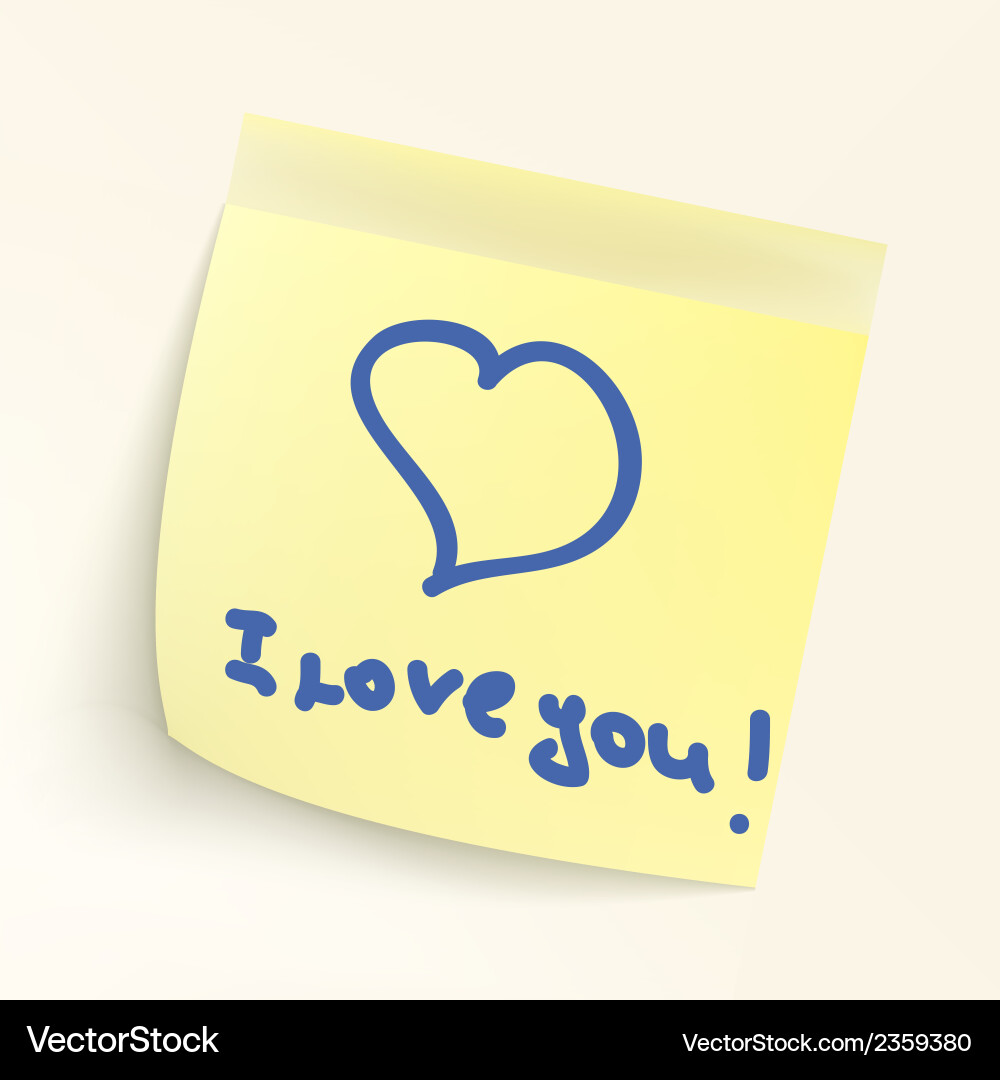 I love you paper note eps 8 Royalty Free Vector Image