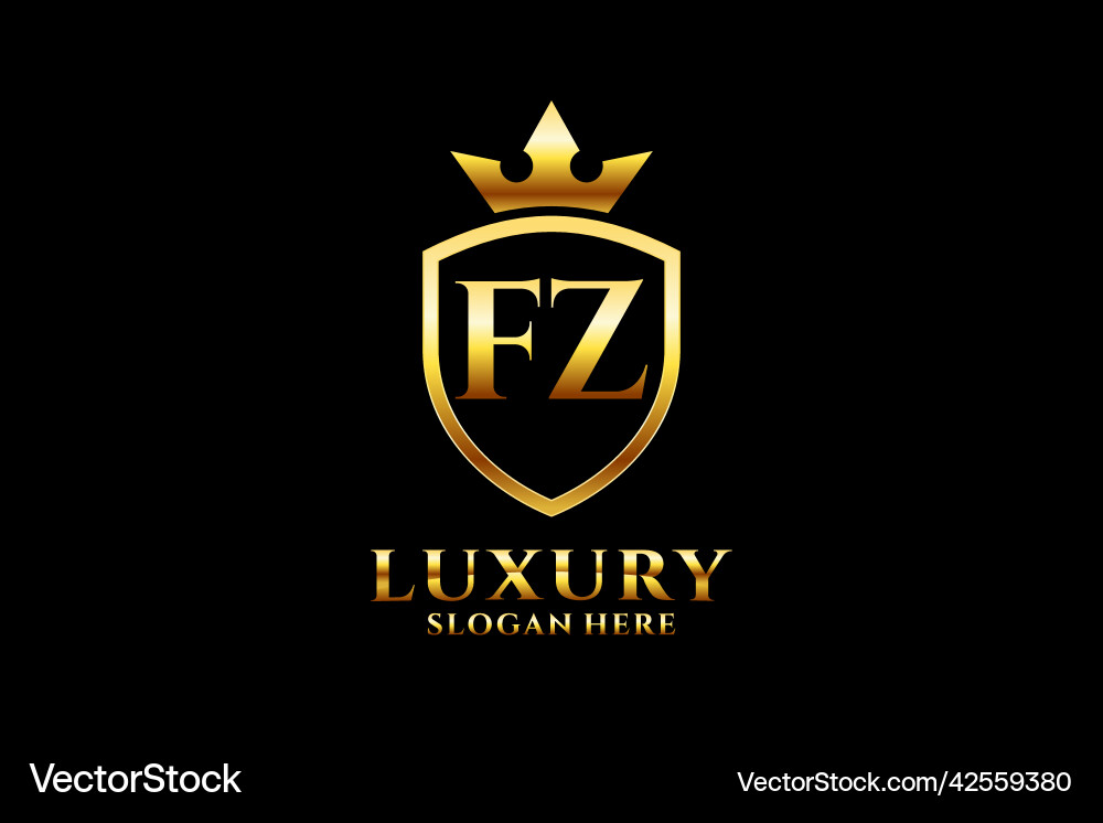 Initial fz elegant luxury monogram logo or badge Vector Image