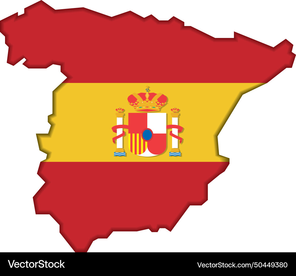 Isolated map of spain with flag Royalty Free Vector Image