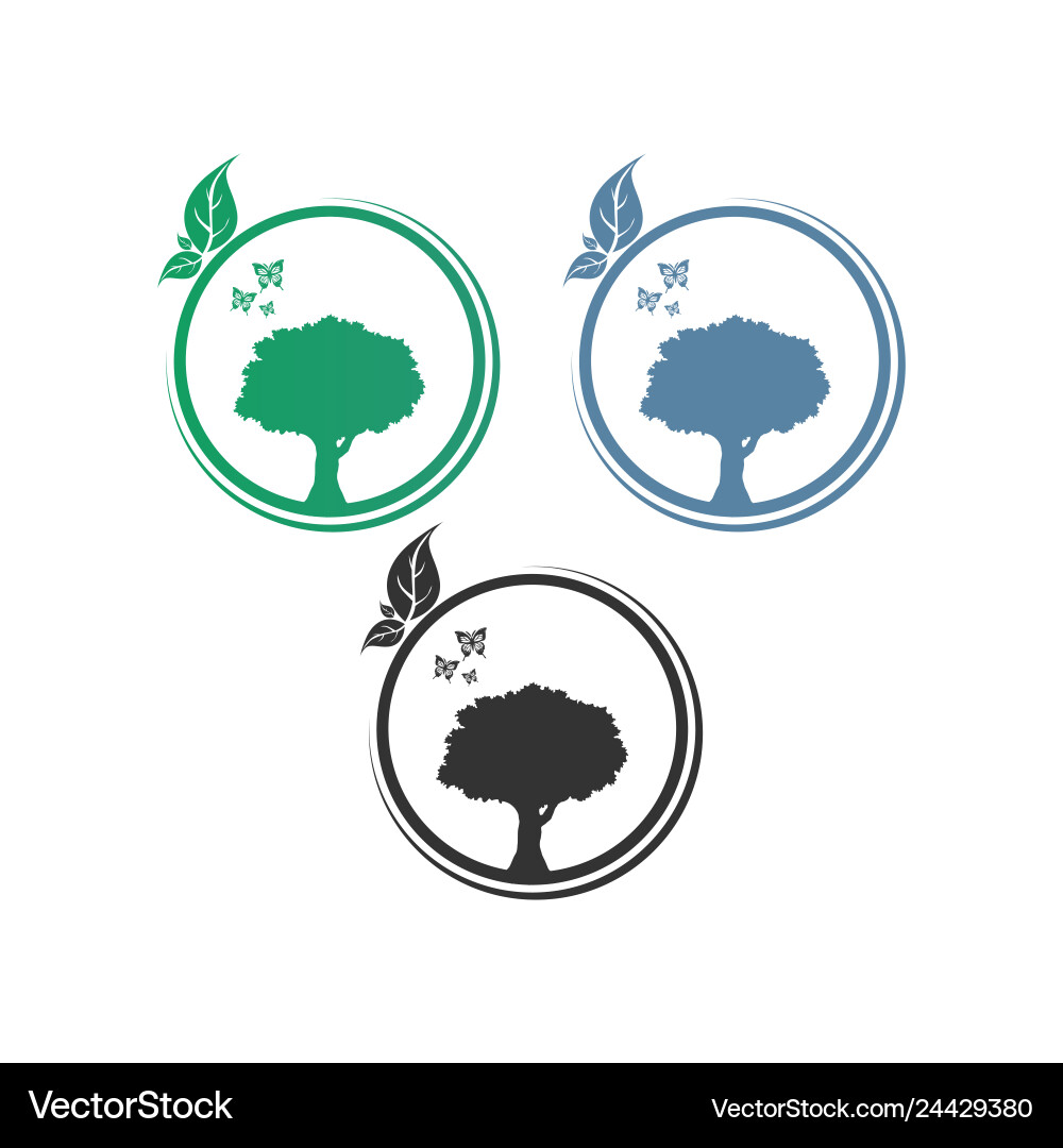 Logo circle tree design Royalty Free Vector Image