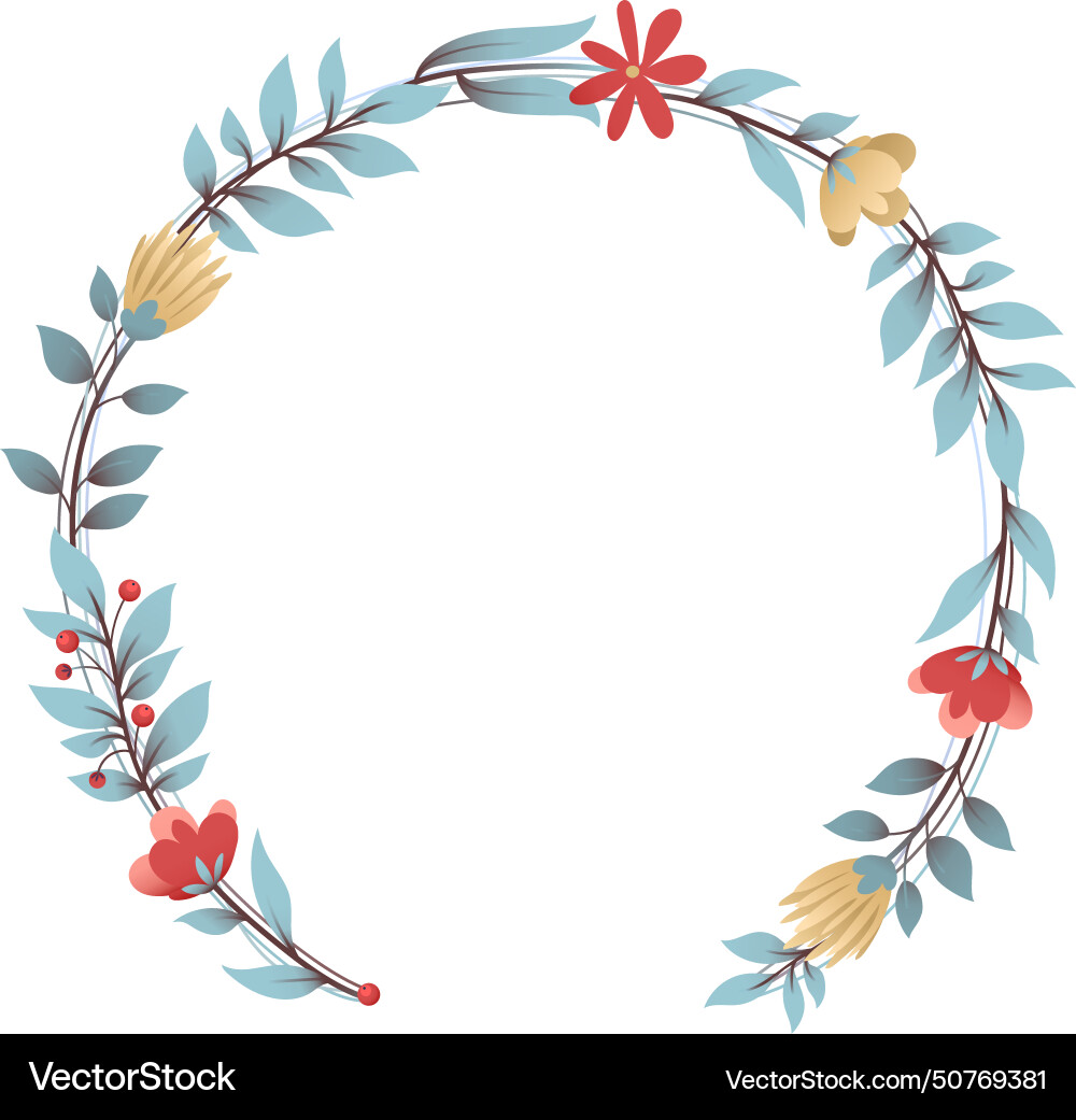 Floral round frame botanical wreath decorative Vector Image