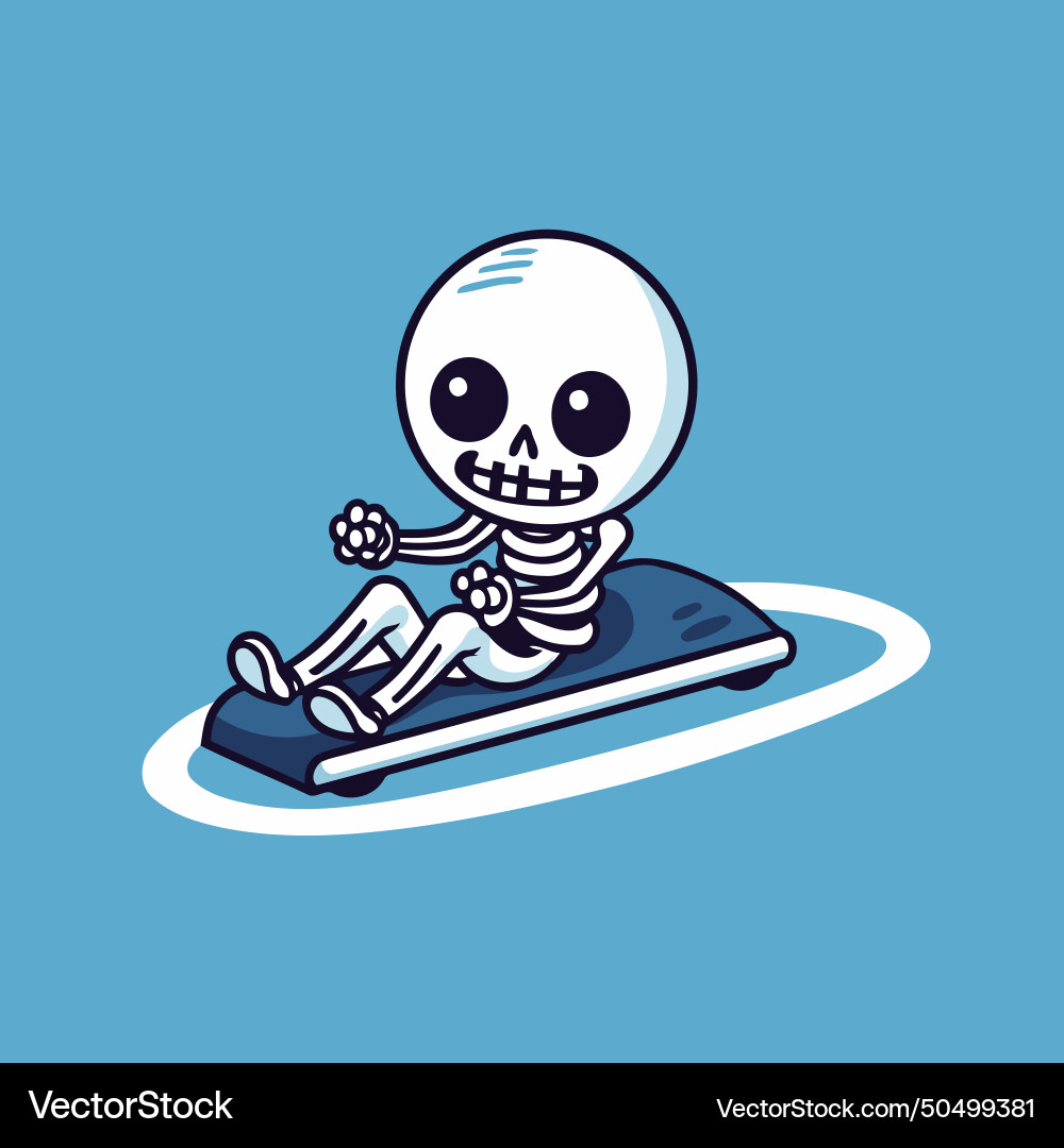Halloween cartoon skeleton sitting Royalty Free Vector Image