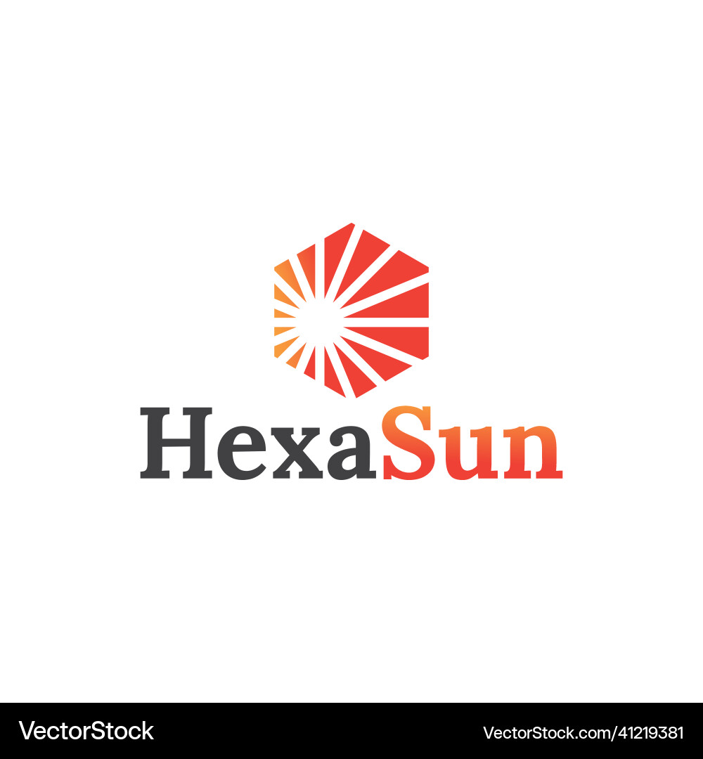 Hexagon sun logo template Royalty Free Vector Image