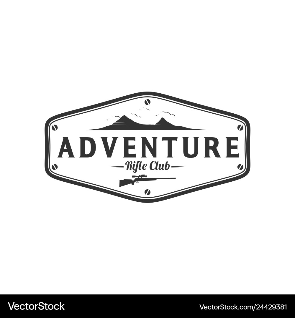 Mountain and rifle logo Royalty Free Vector Image