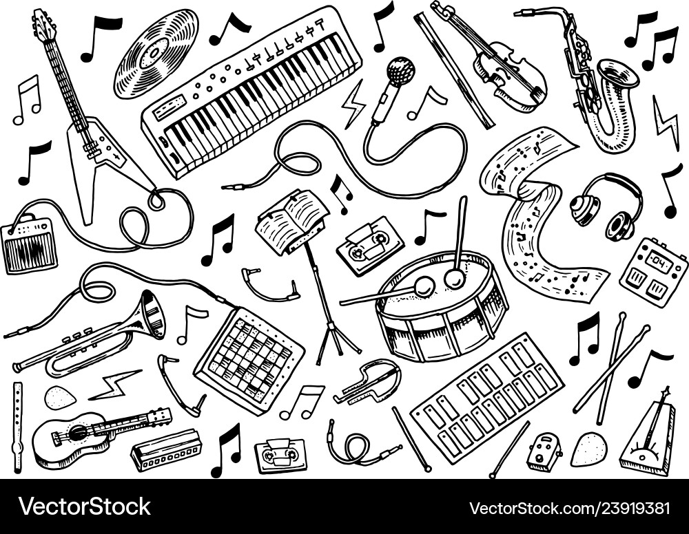 Music Line Icons Set Royalty Free Vector Image