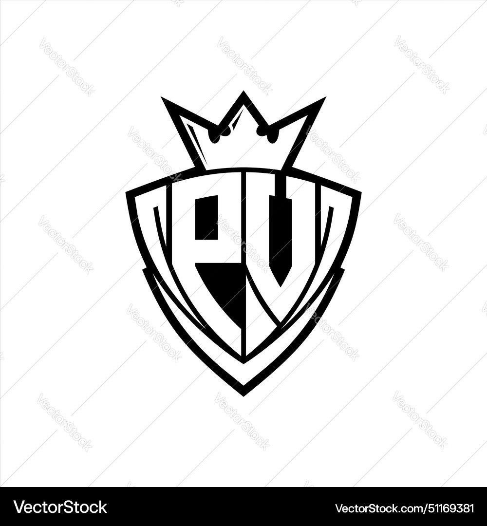 Pv letter logo with sharp triangle shield shape Vector Image