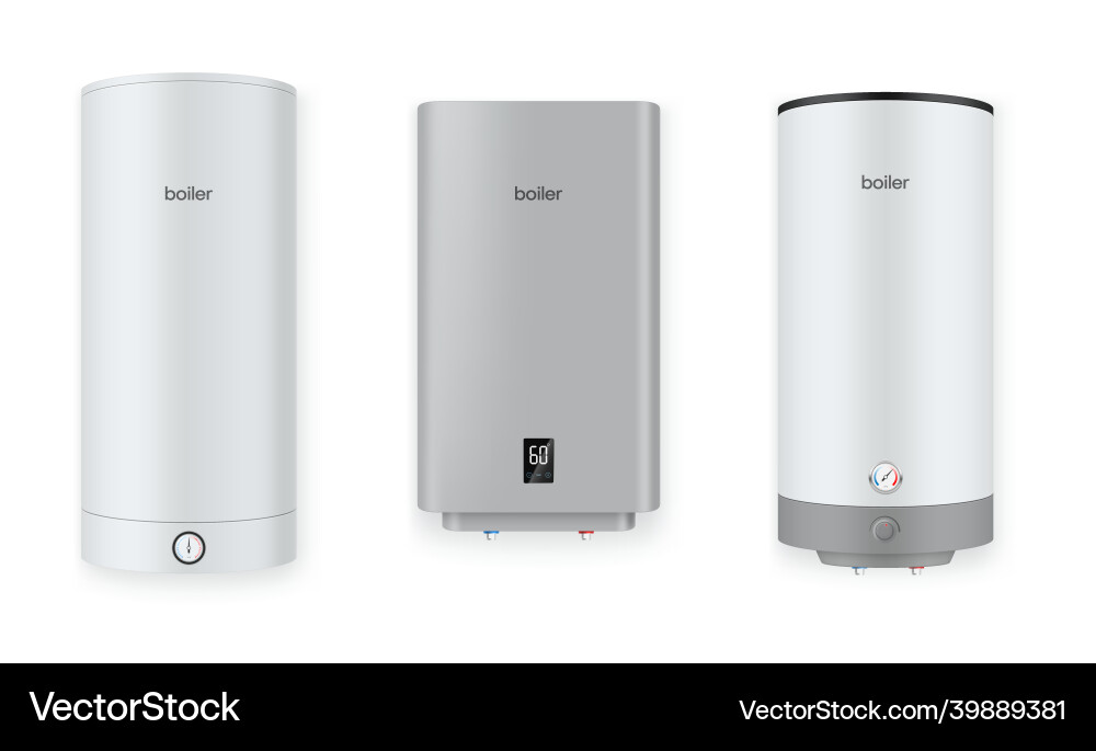 Realistic boiler set electric Royalty Free Vector Image