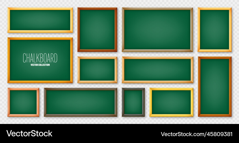 Realistic various chalkboards in a wooden frame Vector Image