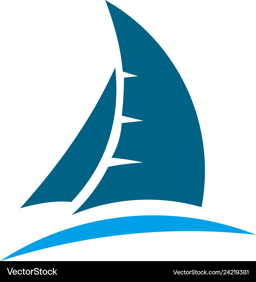 Sailboat on Waves - Nautical Logo Royalty Free Vector Image
