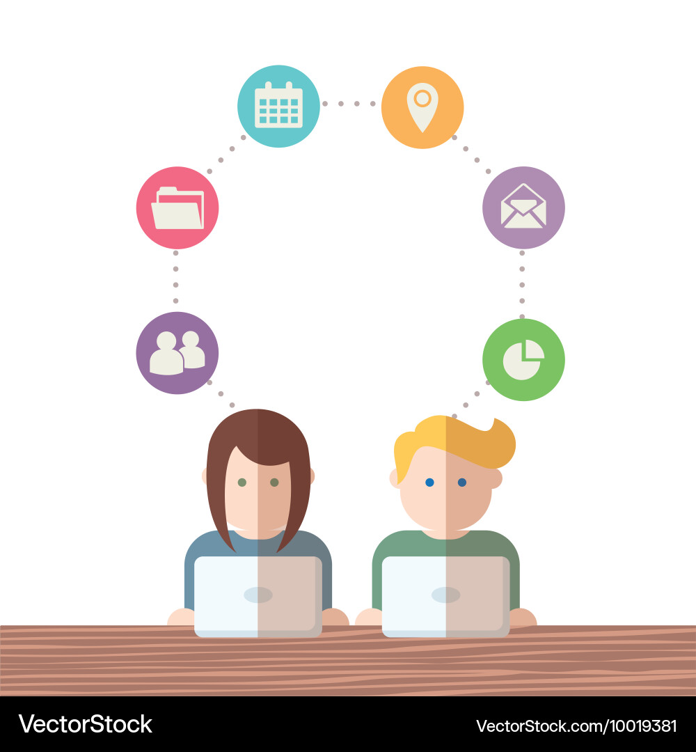 Social media network people with computers Vector Image