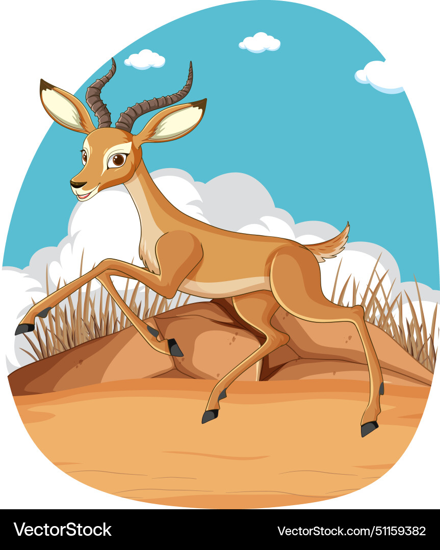 A gazelle sprinting outdoors Royalty Free Vector Image