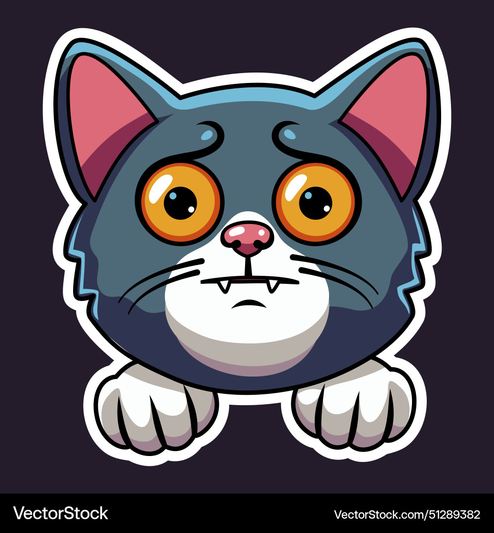 A surprised emoticon cat sticker Royalty Free Vector Image