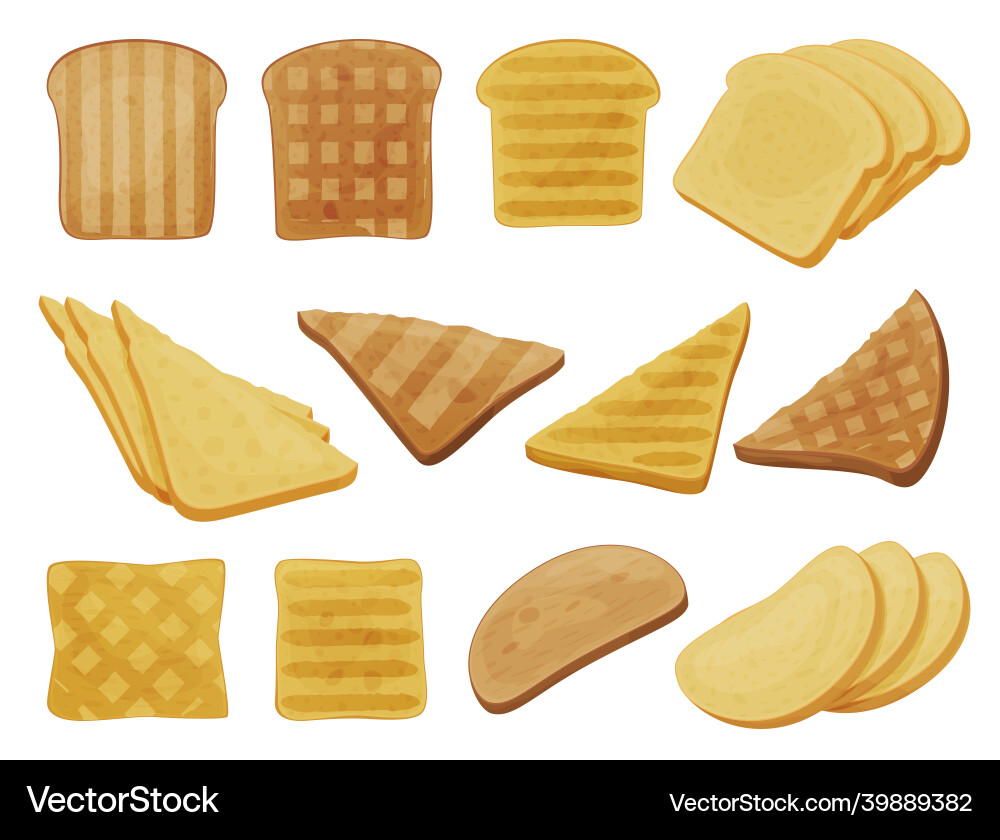 Cartoon bread toast set Royalty Free Vector Image