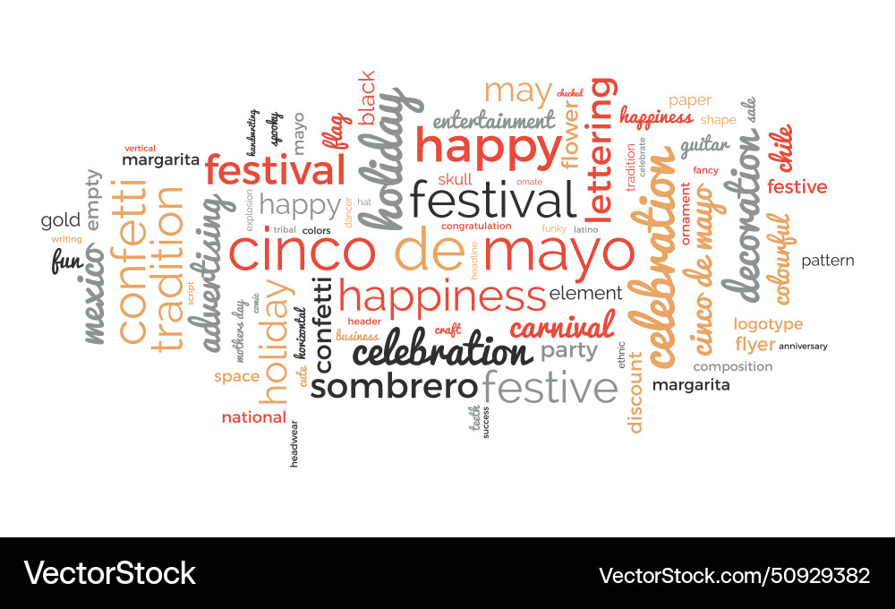 Cinco de mayo word cloud template cultural Vector Image