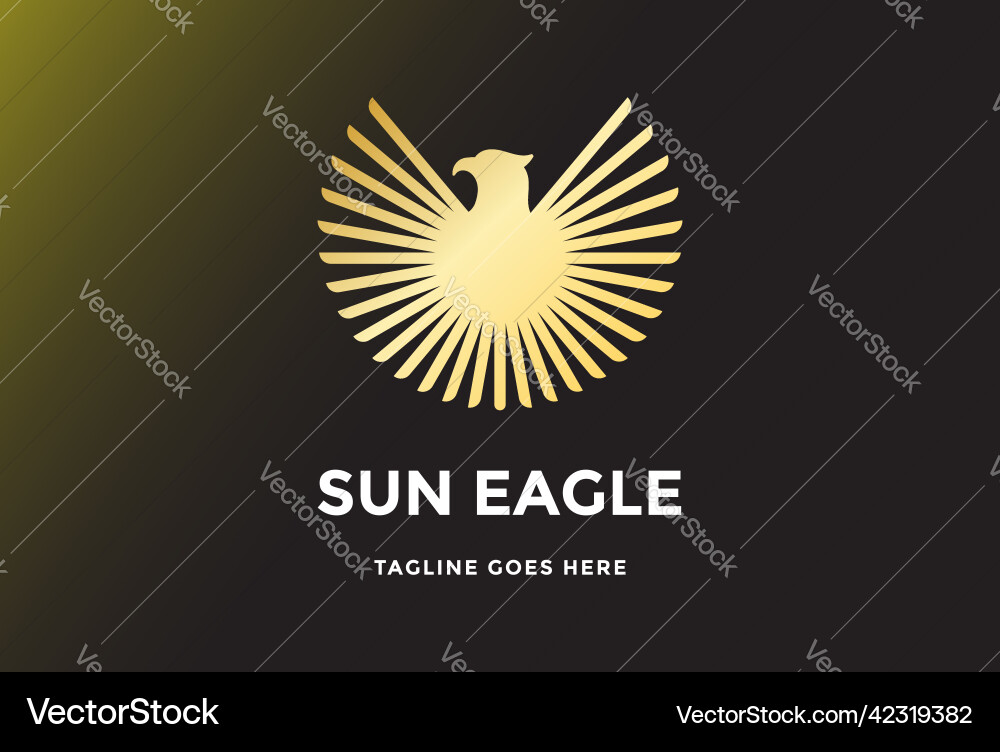 Circle circular golden spread wing eagle hawk Vector Image
