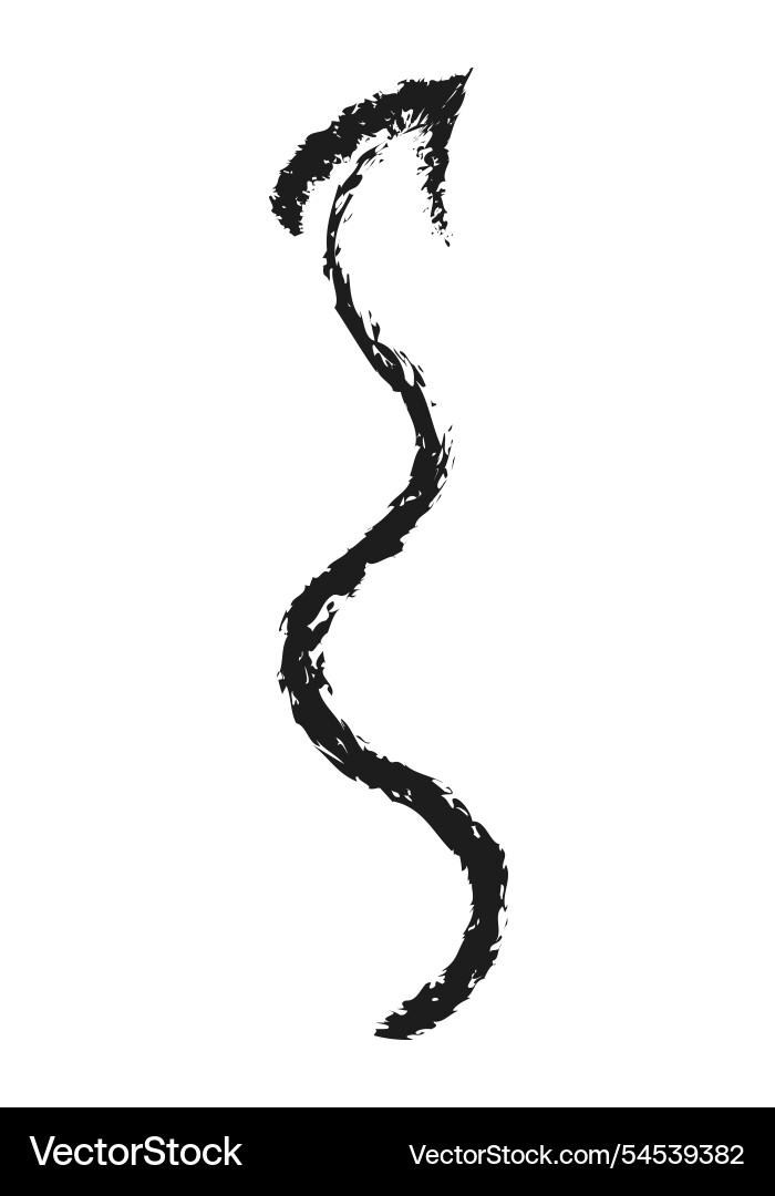 Curling up arrow hand drawn charcoal Royalty Free Vector