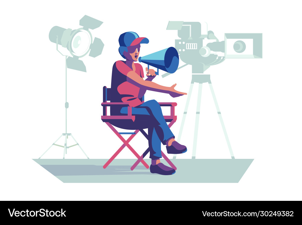Film director at workplace Royalty Free Vector Image