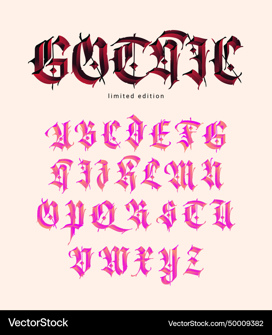 Gothic font from latin letters english alphabet Vector Image