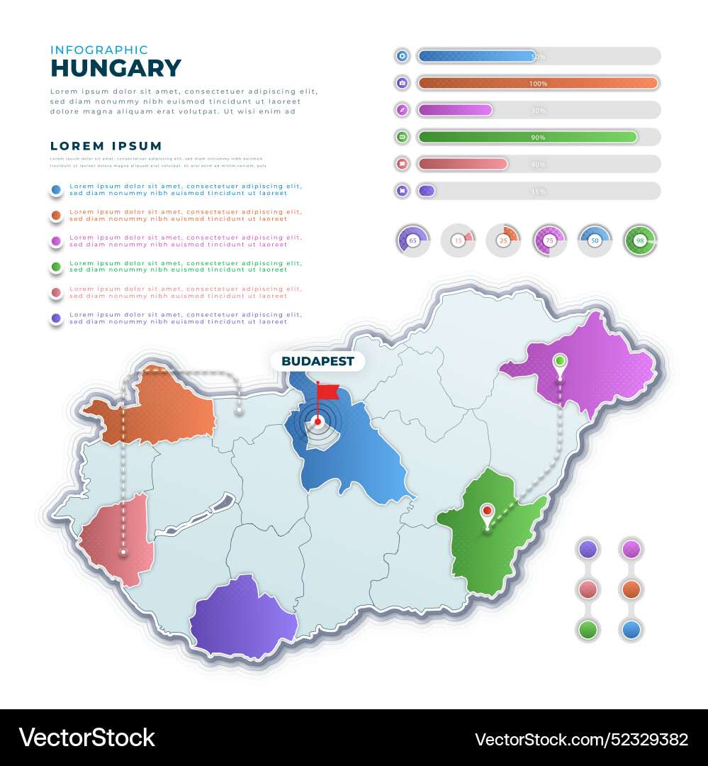 Gradient hungary map infographics Royalty Free Vector Image