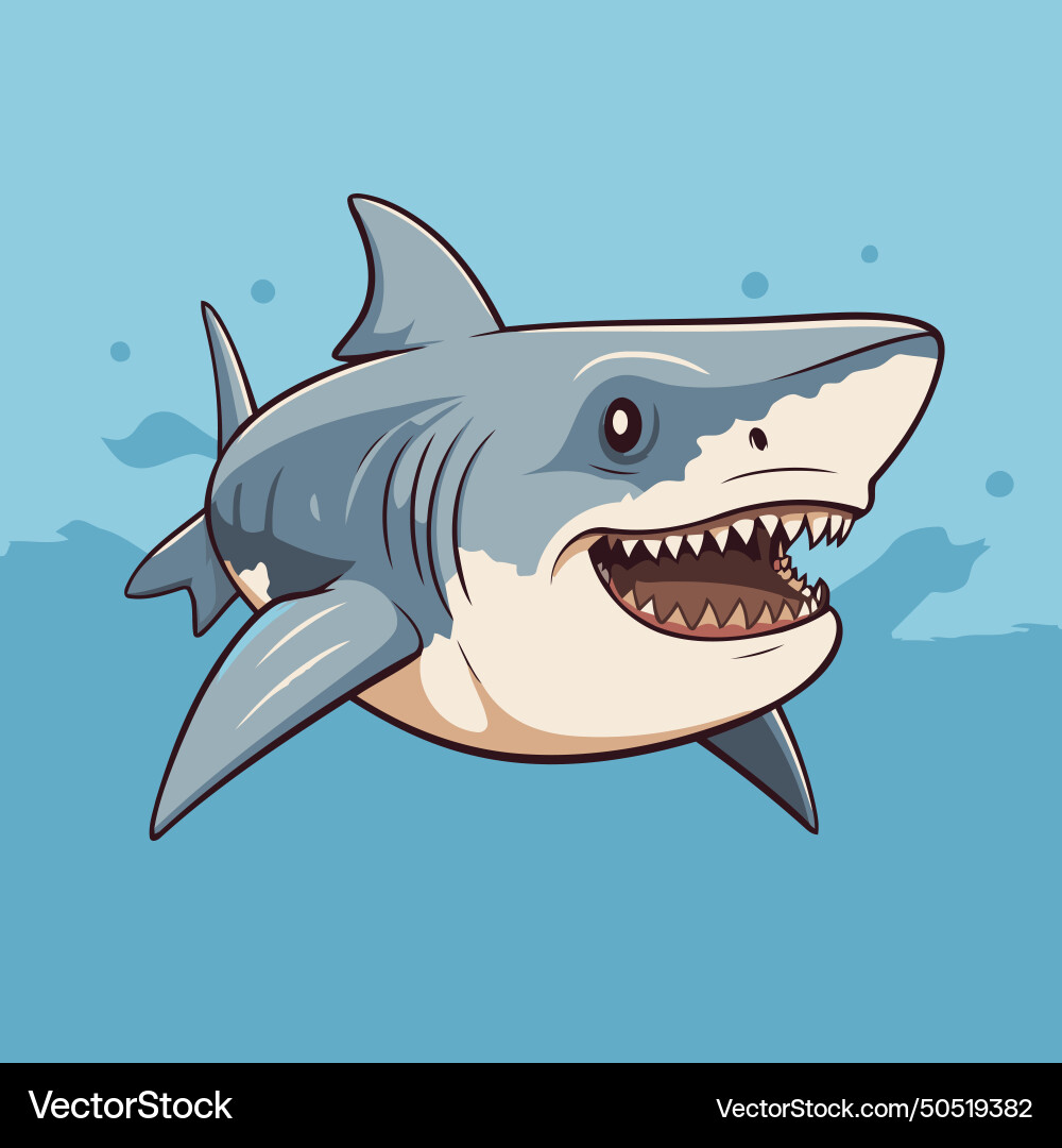 Great white shark cartoon cute with open Vector Image