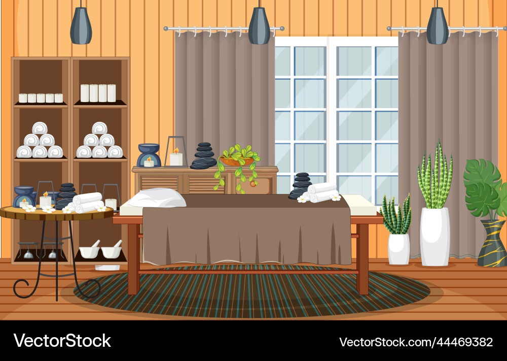 Interior spa room scene Royalty Free Vector Image