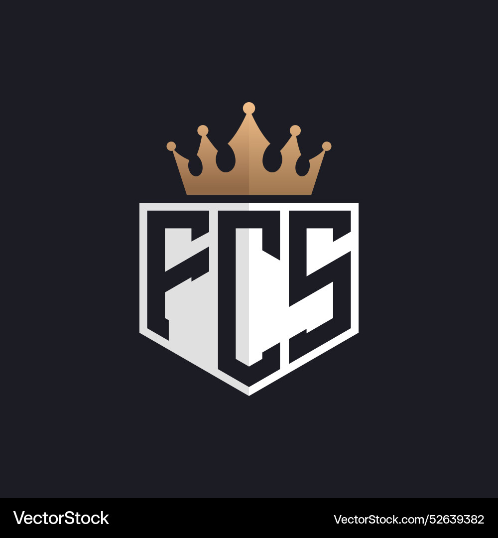 Luxury fcs logo with crown elegant initials Vector Image