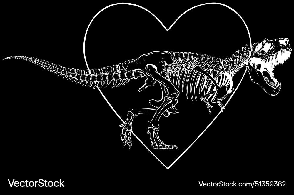 Tyrannosaurus rex dinosaur skeleton Royalty Free Vector