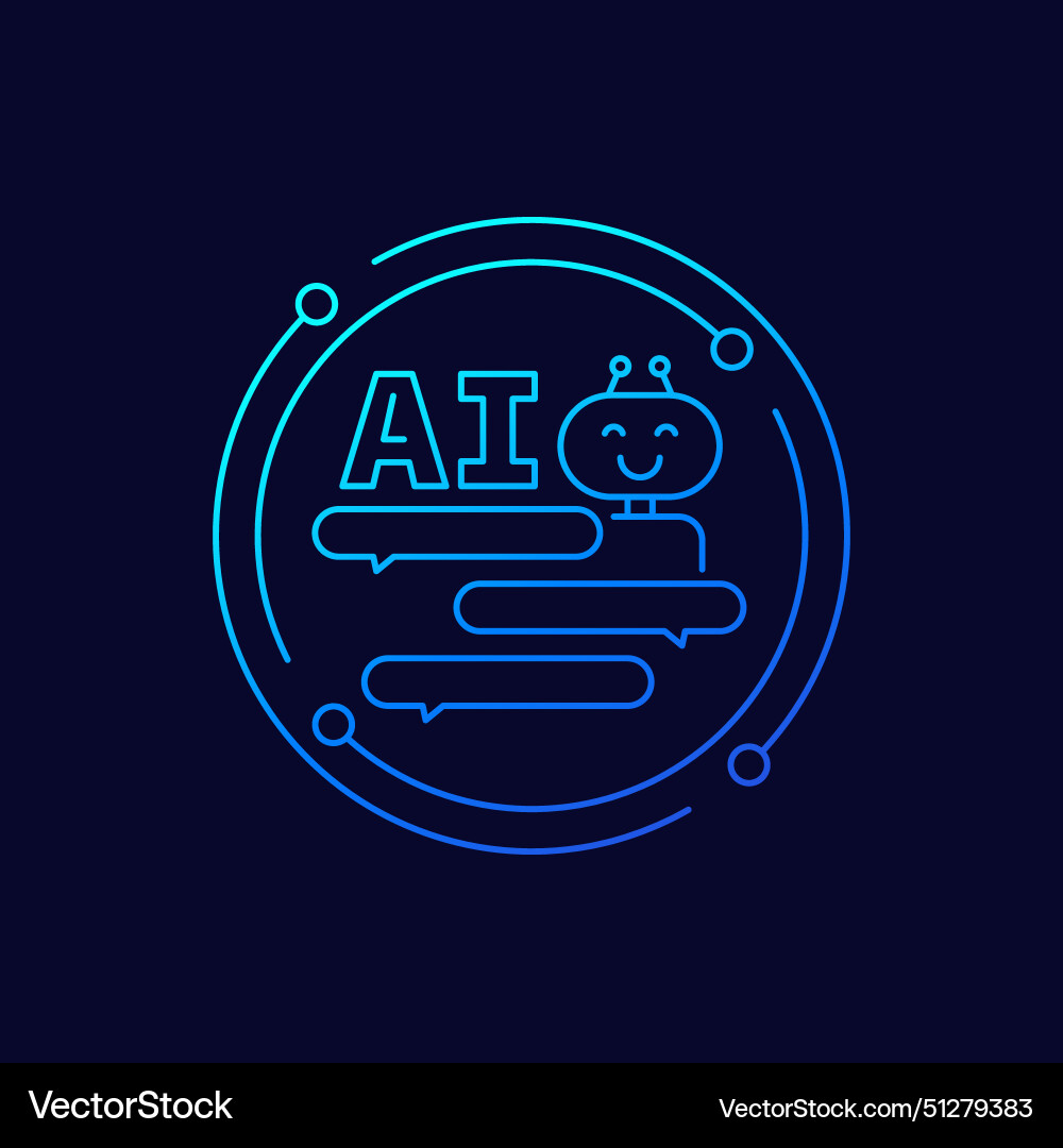 Ai chat bot icon artificial intelligence linear Vector Image