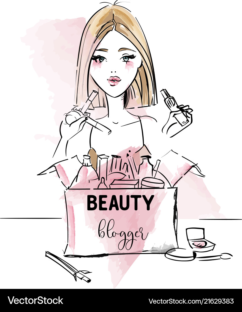 Beauty blogger Royalty Free Vector Image - VectorStock