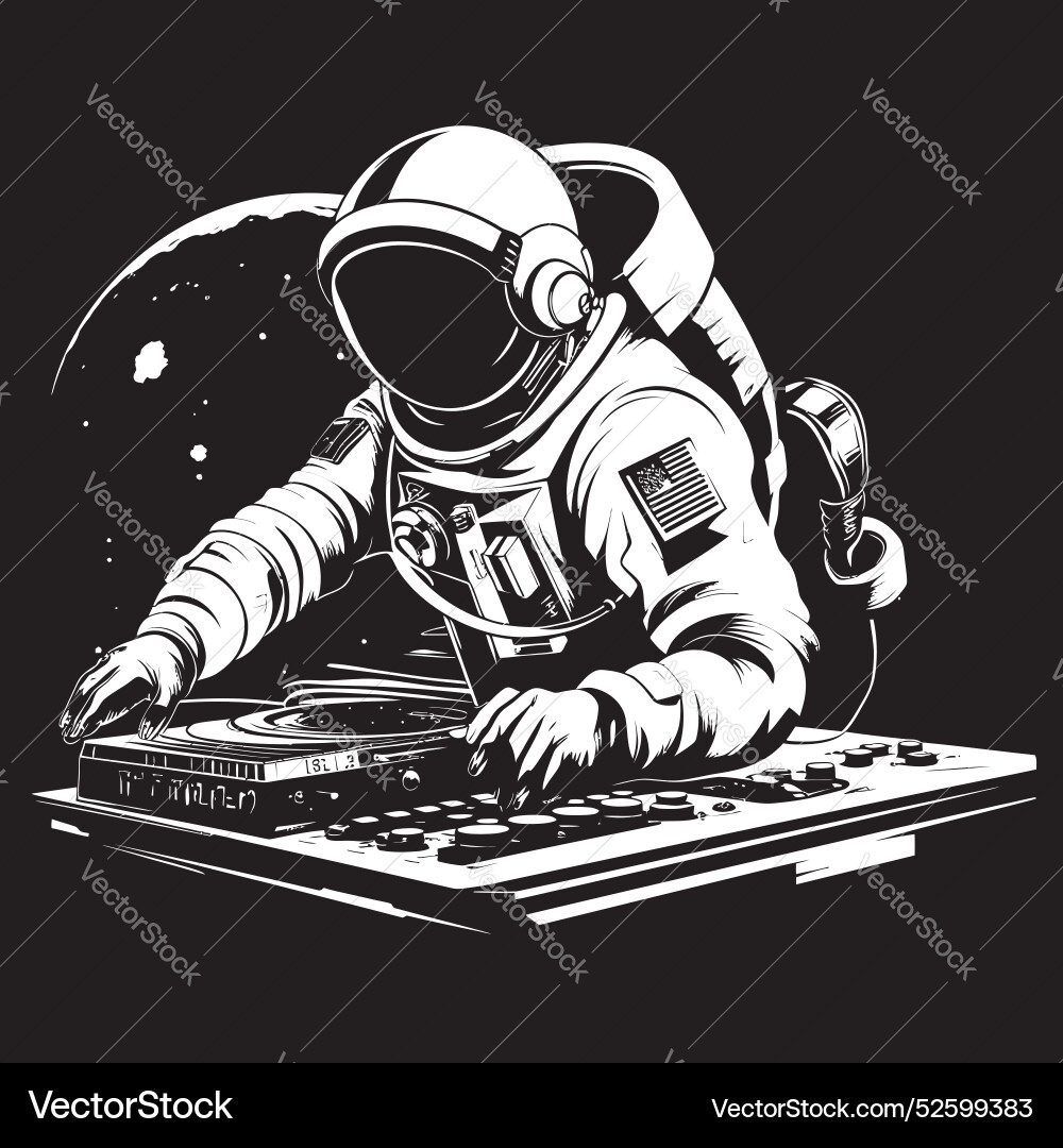 Celestial club logo with dj astronaut starlight Vector Image