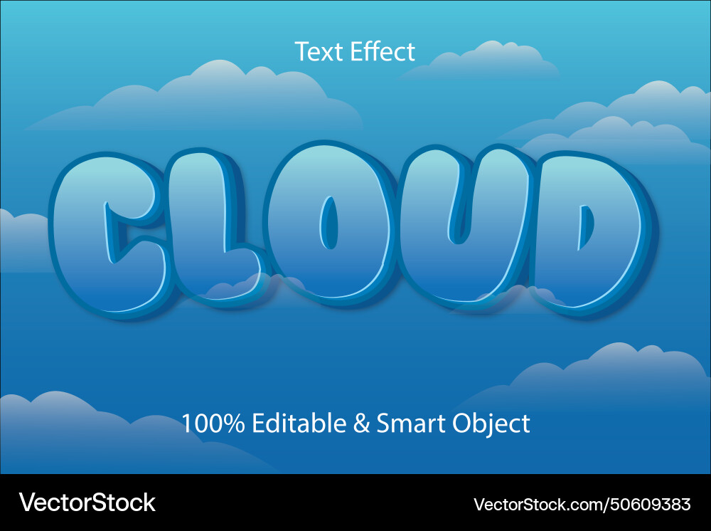 Cloud editable 3 dimension emboss cartoon style Vector Image