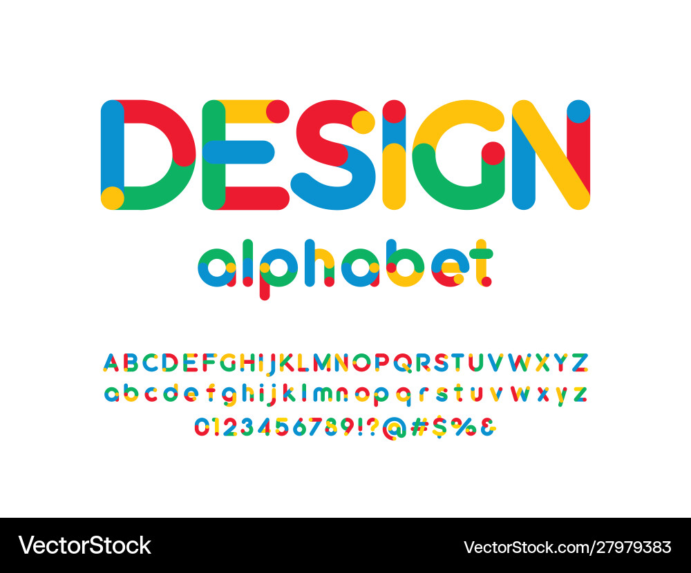 Colour font Royalty Free Vector Image - VectorStock