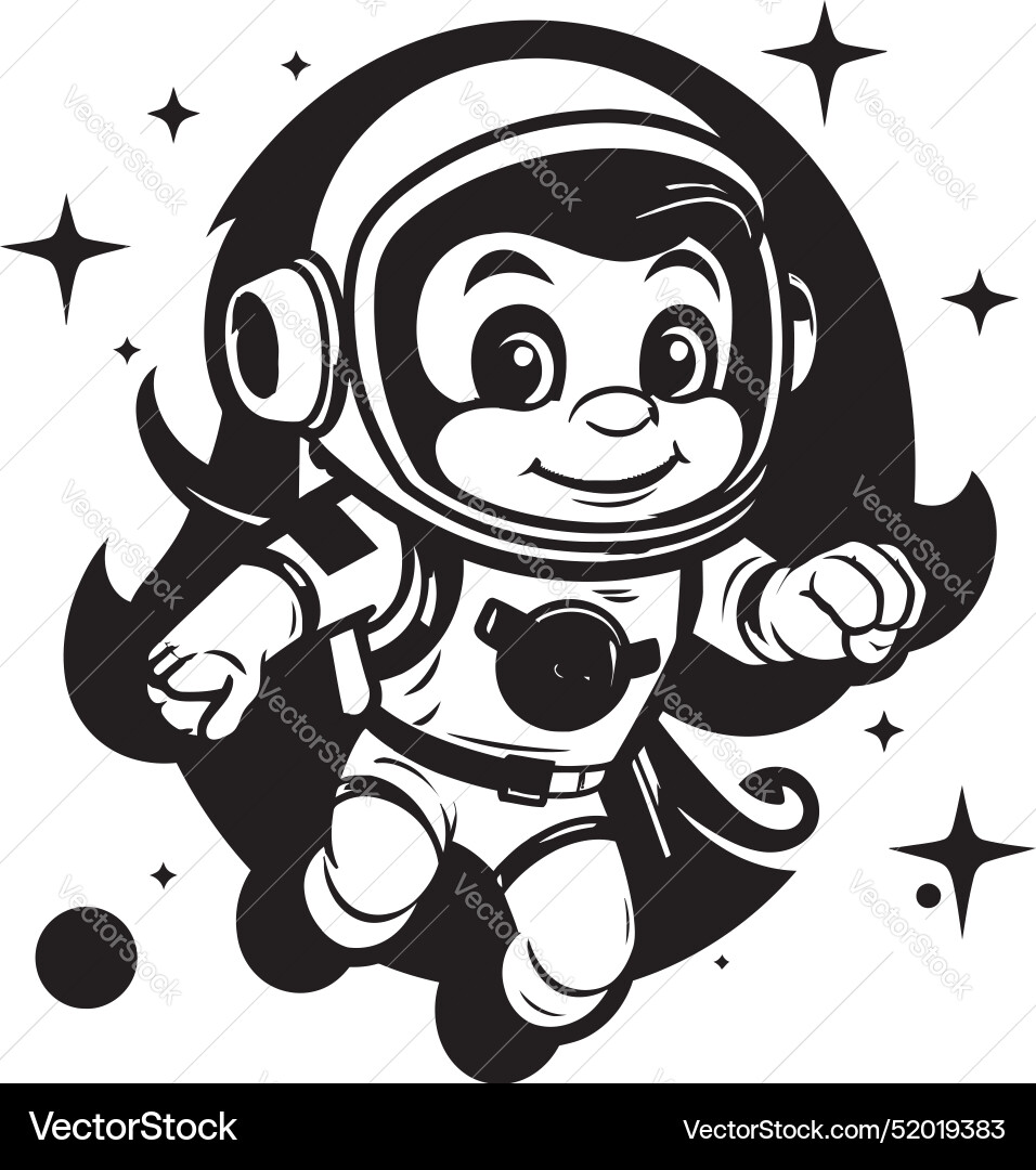 Lunar lemur odyssey graphic design astrochimp Vector Image