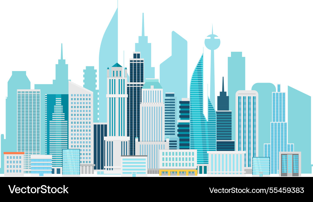 Modern cityscape downtown office buildings Vector Image