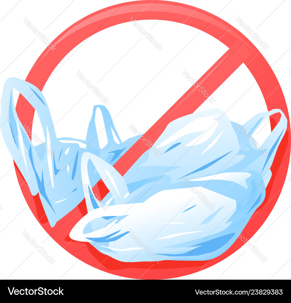 Plastic bag ban sign Royalty Free Vector Image