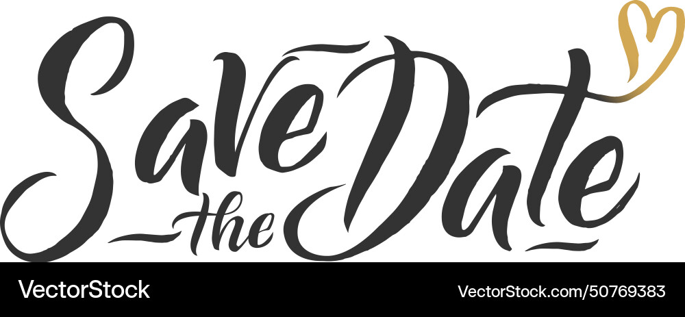 Save the date lettering hand drawn invitation Vector Image