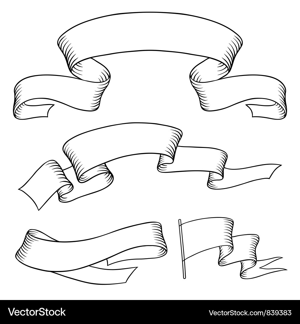 Set old banners hand drawn style Royalty Free Vector Image