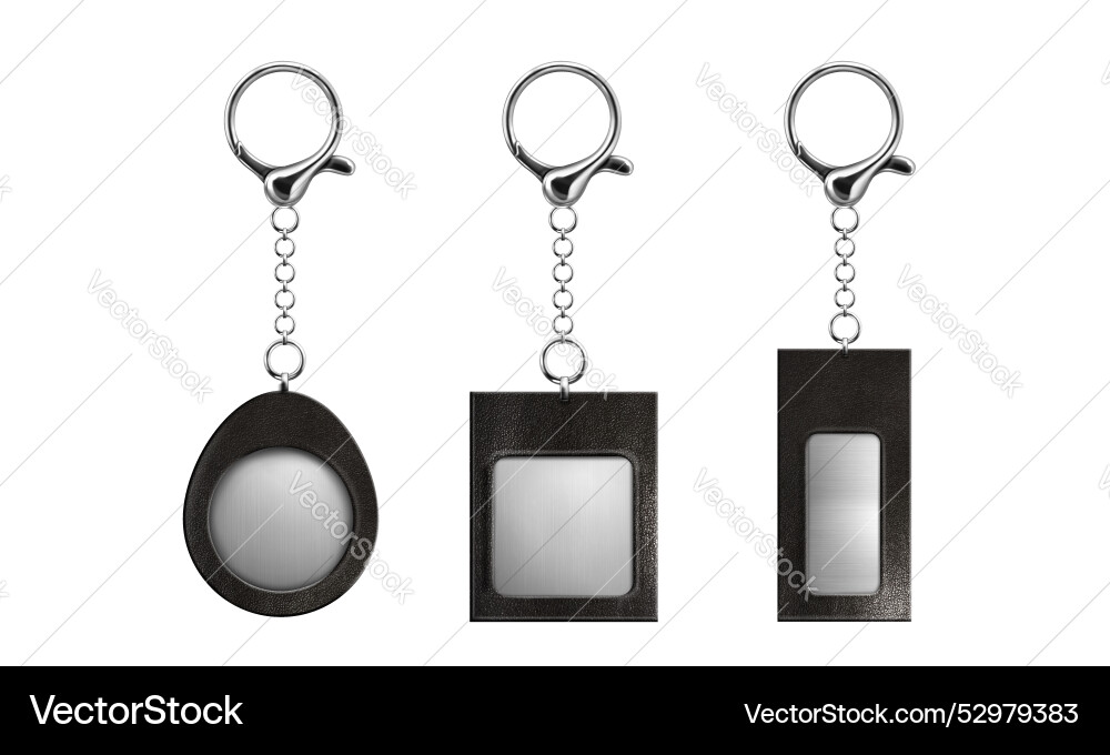 Silver & Leather Keychain Mockup Royalty Free Vector