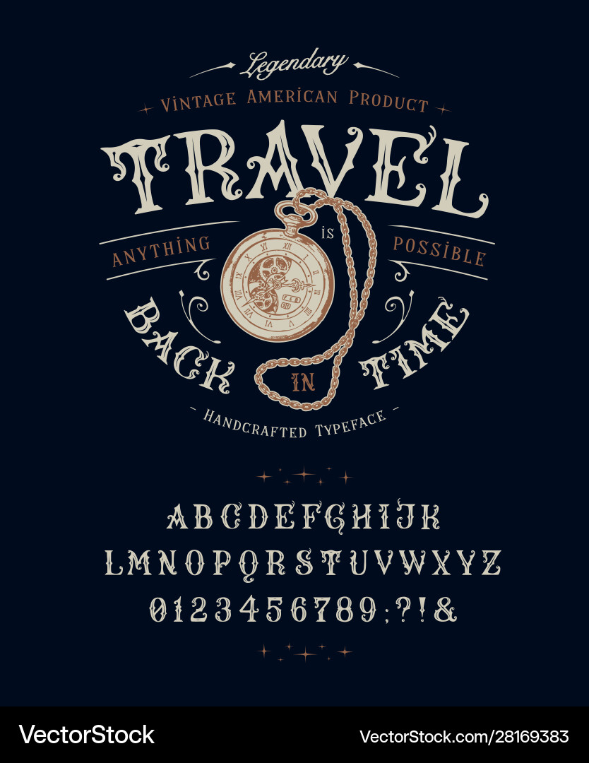 Vintage Time Travel Font Royalty Free Vector Image
