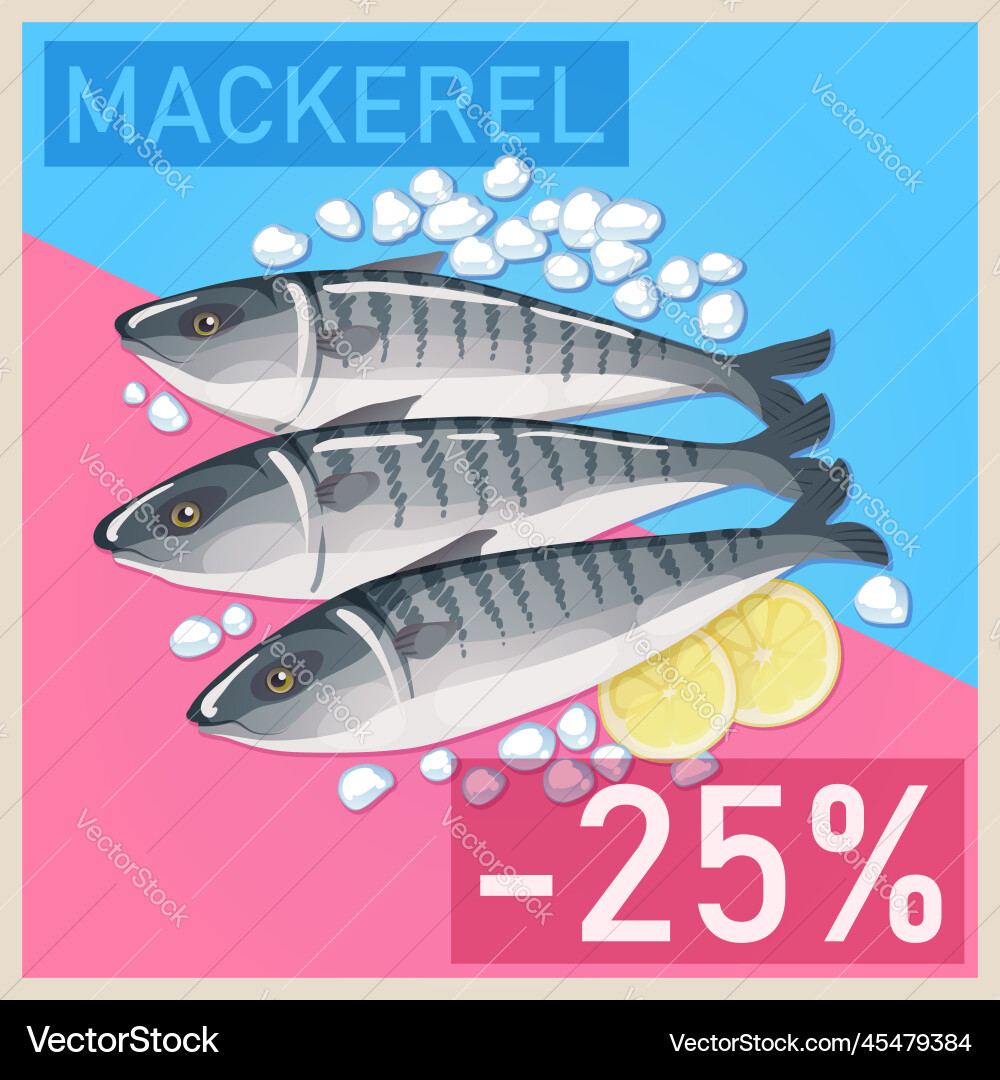 Frozen mackerel fresh fish Royalty Free Vector Image