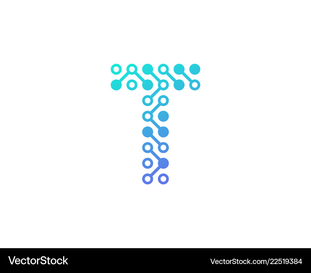T circuit digital letter and number logo icon Vector Image