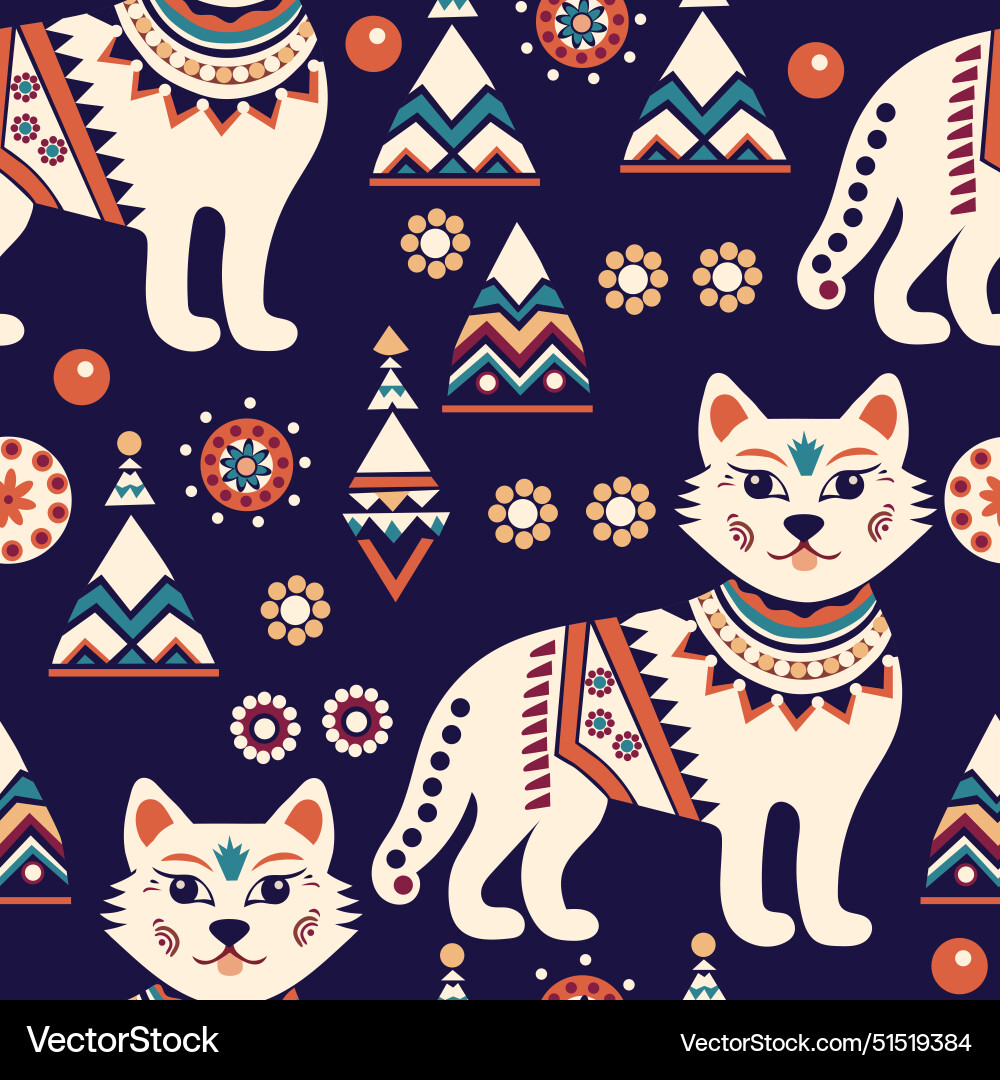 White northern dog on a blue background Royalty Free Vector