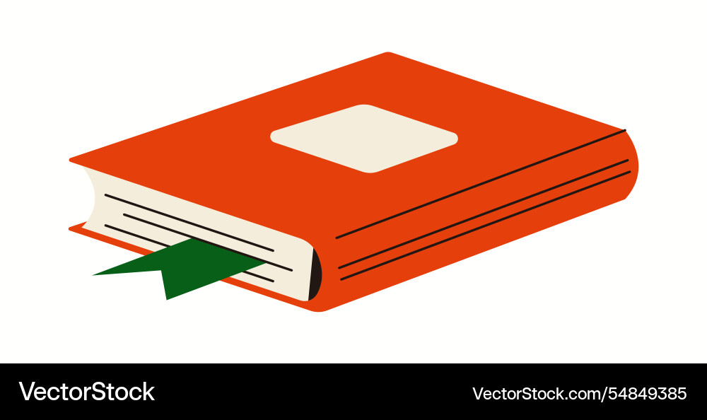 Closed book with hardcover and bookmark flat Vector Image